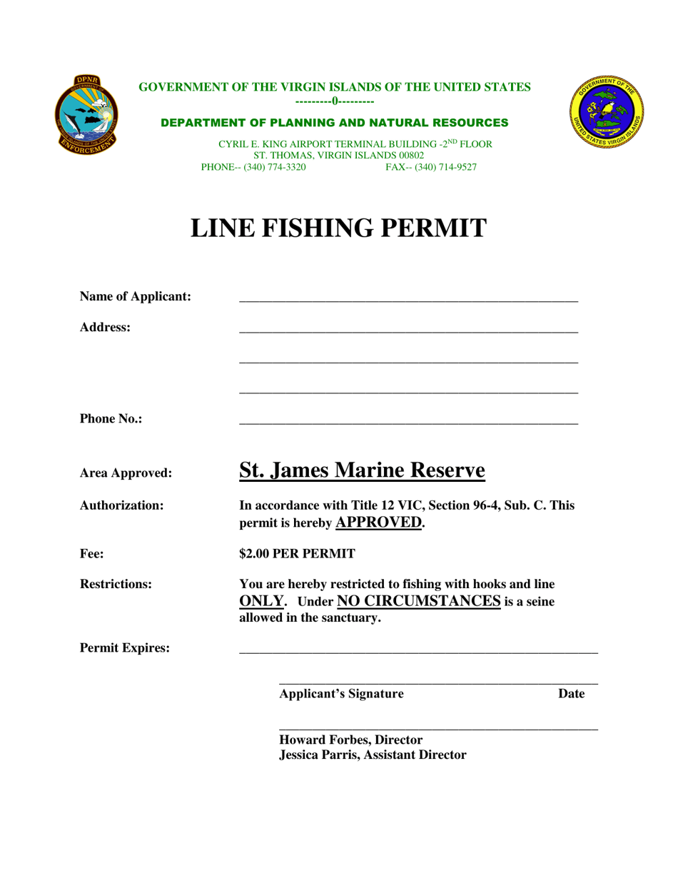 Virgin Islands Line Fishing Permit - Fill Out, Sign Online and Download ...