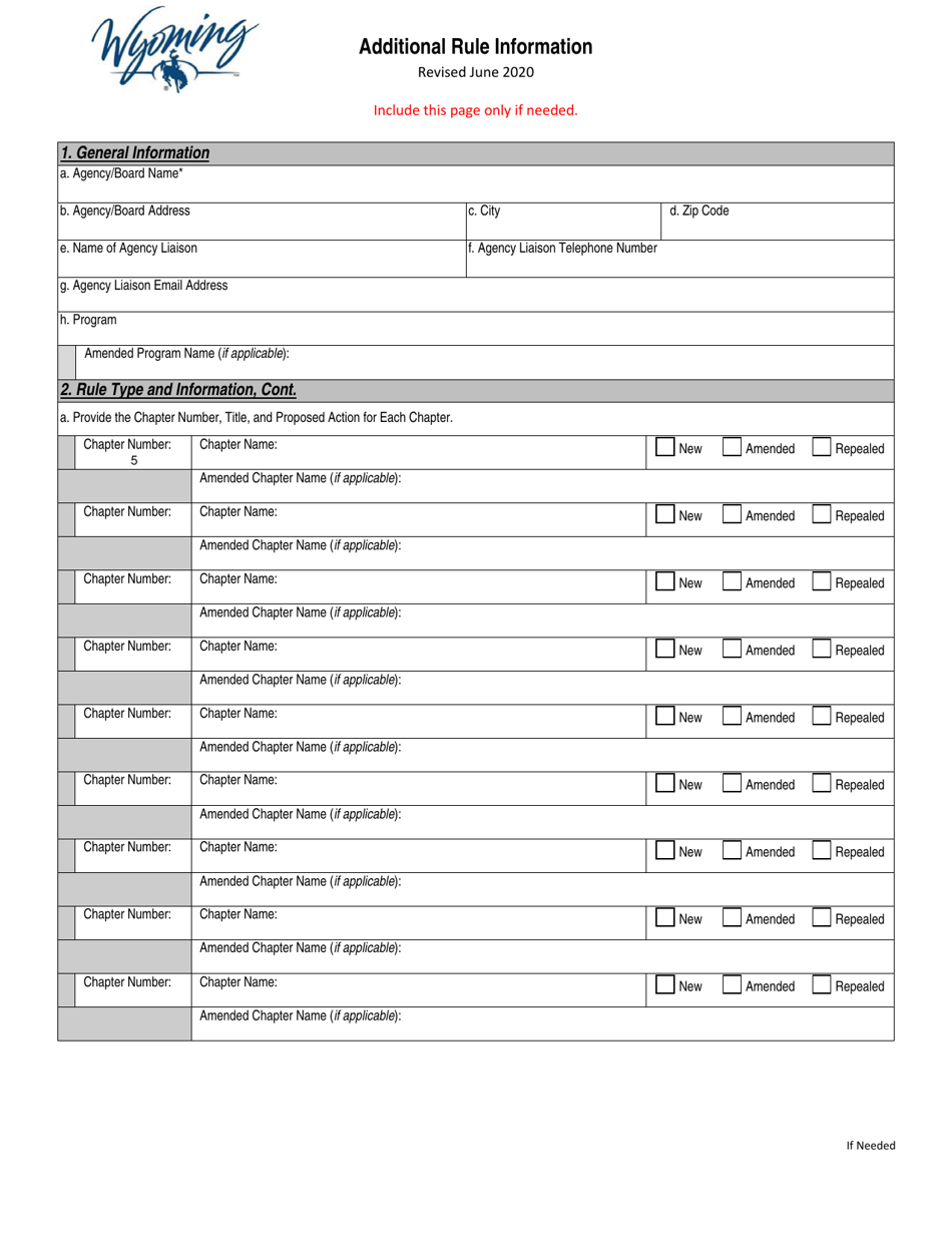 Wyoming Additional Rule Information for Emergency and Regular Rules ...