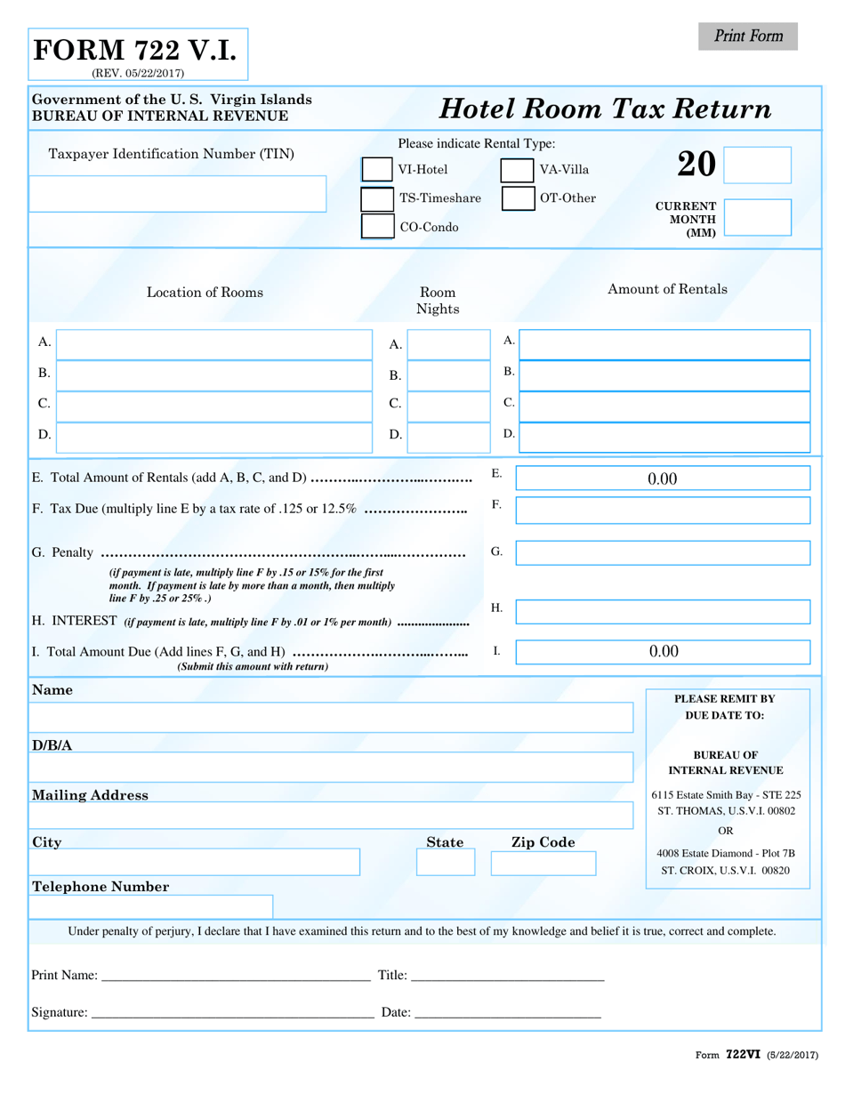 Form 722VI - Fill Out, Sign Online and Download Fillable PDF, Virgin ...