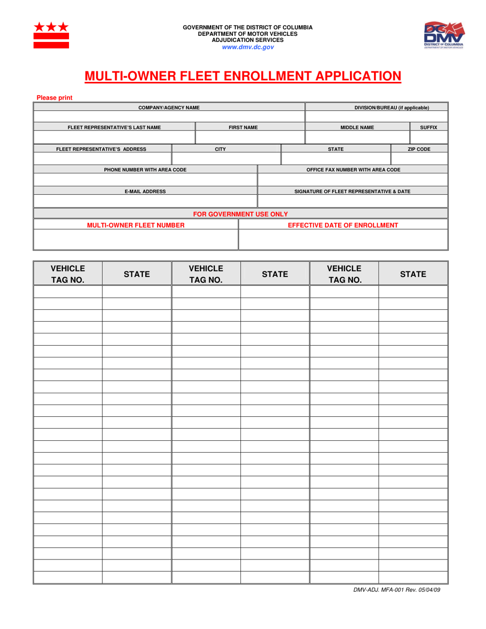 Form DMV-ADJ. MFA-001 Download Printable PDF or Fill Online Multi-Owner ...