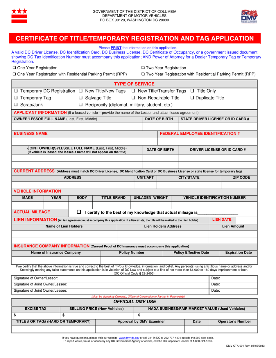 Form DMV-CTA-001 - Fill Out, Sign Online and Download Fillable PDF ...