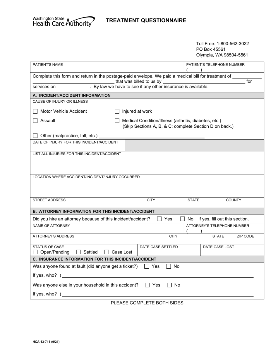 Form HCA13-711 - Fill Out, Sign Online and Download Printable PDF ...