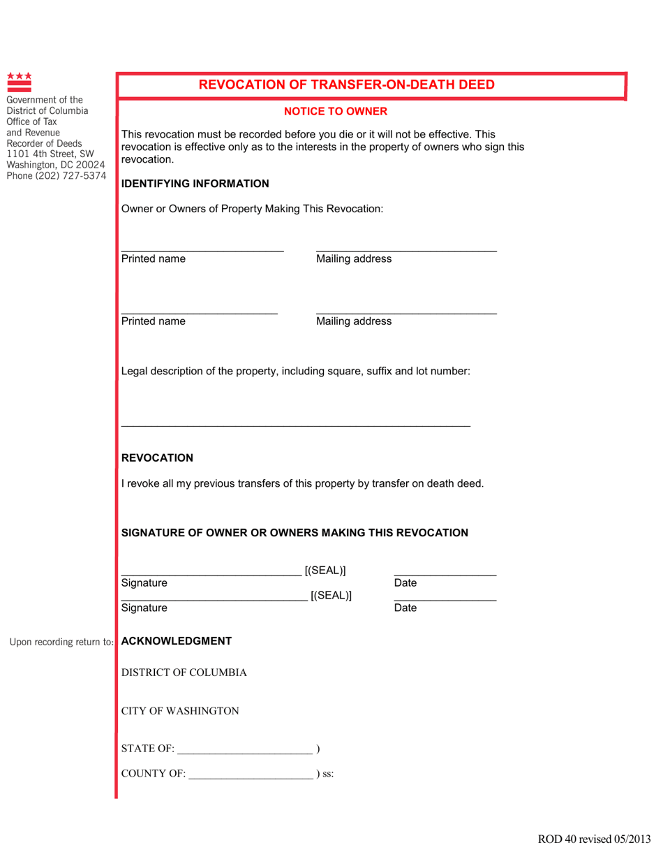 Form ROD40 - Fill Out, Sign Online and Download Printable PDF ...