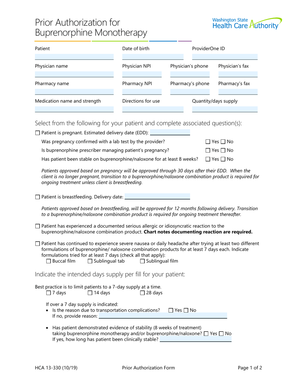 Form HCA13-330 - Fill Out, Sign Online and Download Fillable PDF ...