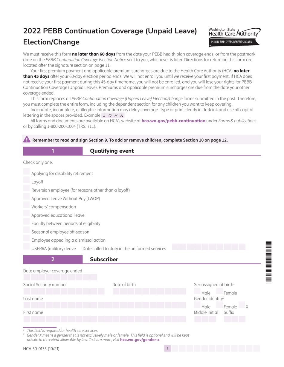 Form HCA50-0135 - 2022 - Fill Out, Sign Online and Download Fillable ...