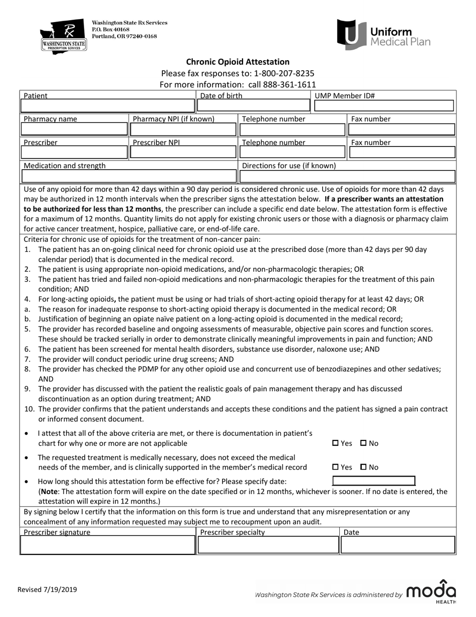 Washington Chronic Opioid Attestation - Fill Out, Sign Online and ...