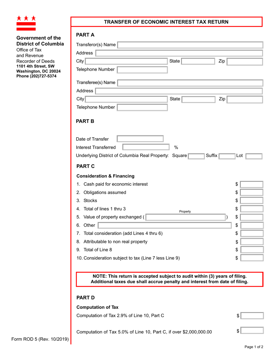 Form ROD5 - Fill Out, Sign Online and Download Fillable PDF, Washington ...
