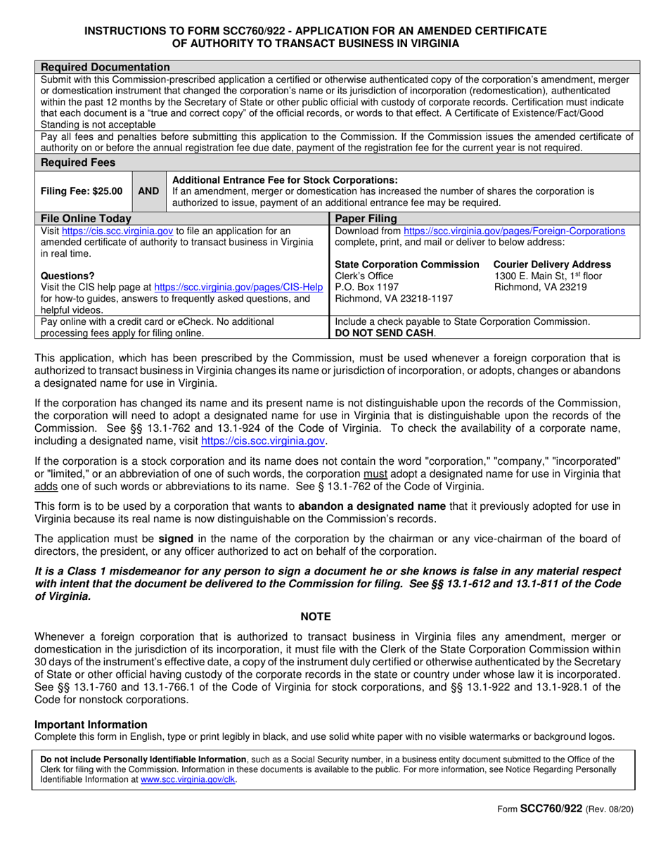 Form SCC760/922 - Fill Out, Sign Online and Download Printable PDF ...