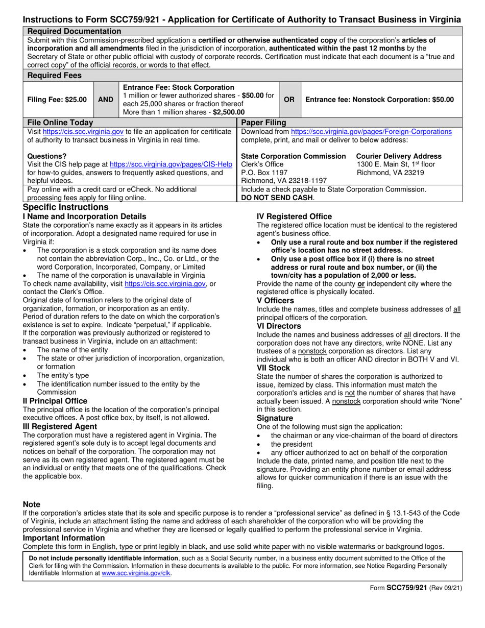 Form SCC759/921 - Fill Out, Sign Online and Download Printable PDF ...