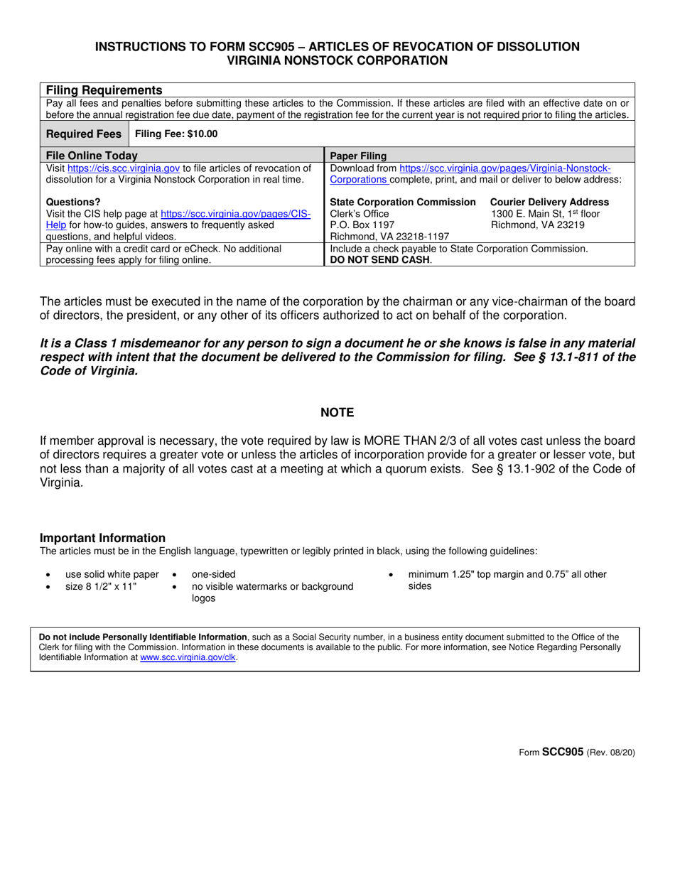 Form SCC905 - Fill Out, Sign Online and Download Printable PDF ...