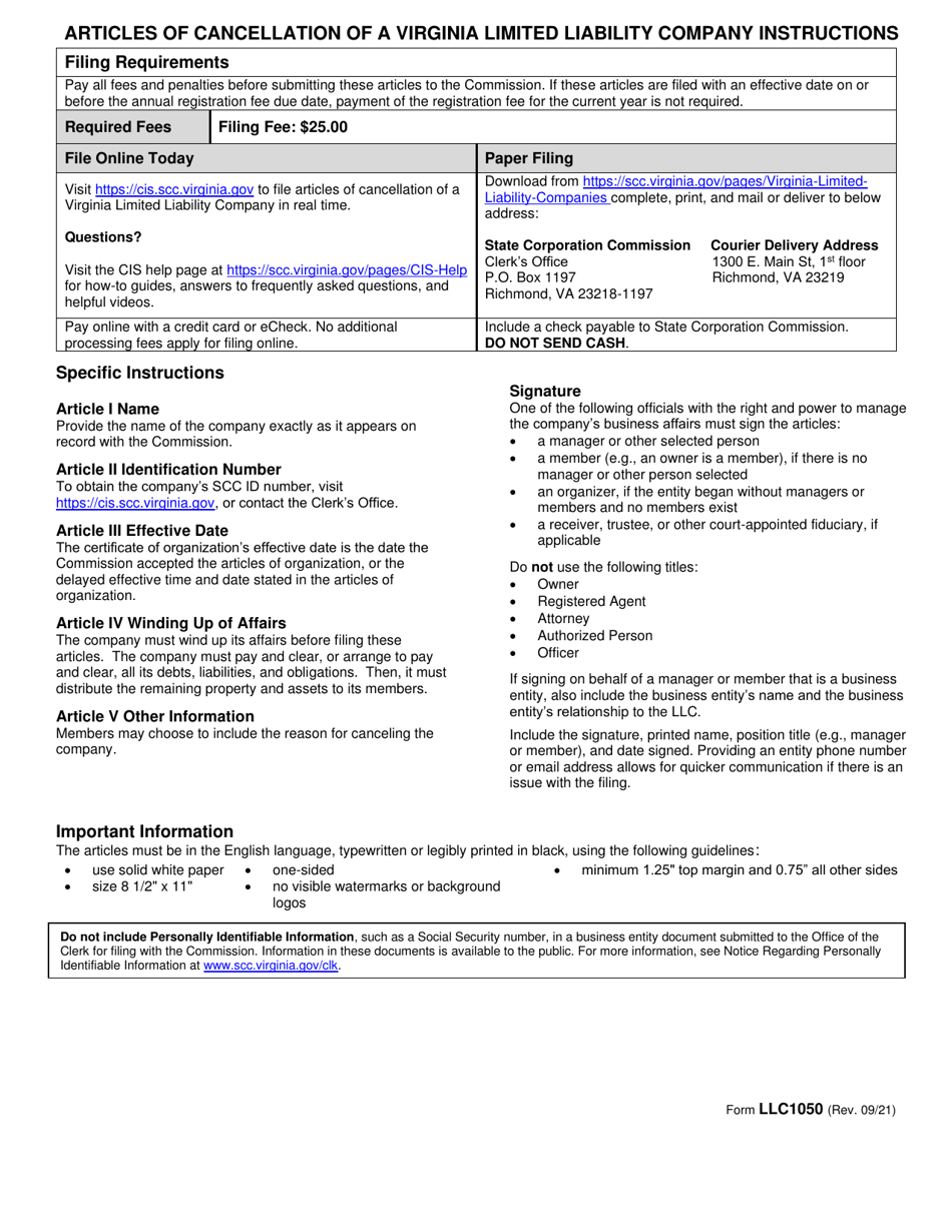 Form LLC1050 - Fill Out, Sign Online and Download Printable PDF ...