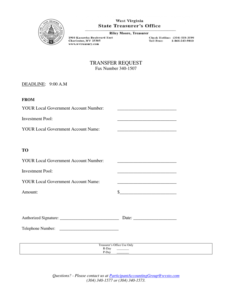 West Virginia Transfer Request - Fill Out, Sign Online and Download PDF ...