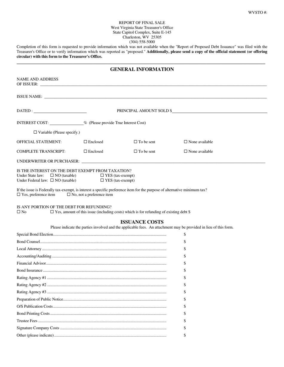 West Virginia Report of Final Sale - Fill Out, Sign Online and Download ...