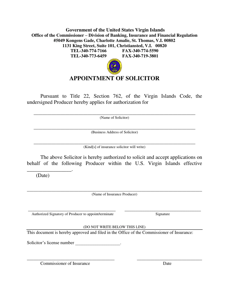 Virgin Islands Appointment of Solicitor - Fill Out, Sign Online and ...