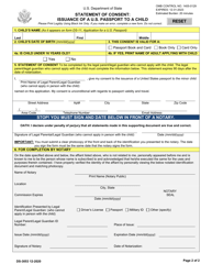 Form DS-3053 Download Fillable PDF or Fill Online Statement of Consent ...