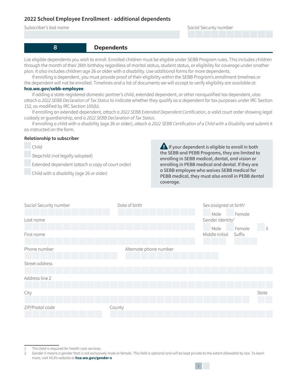 Form HCA20-0055 - 2022 - Fill Out, Sign Online and Download Fillable PDF, Washington ...