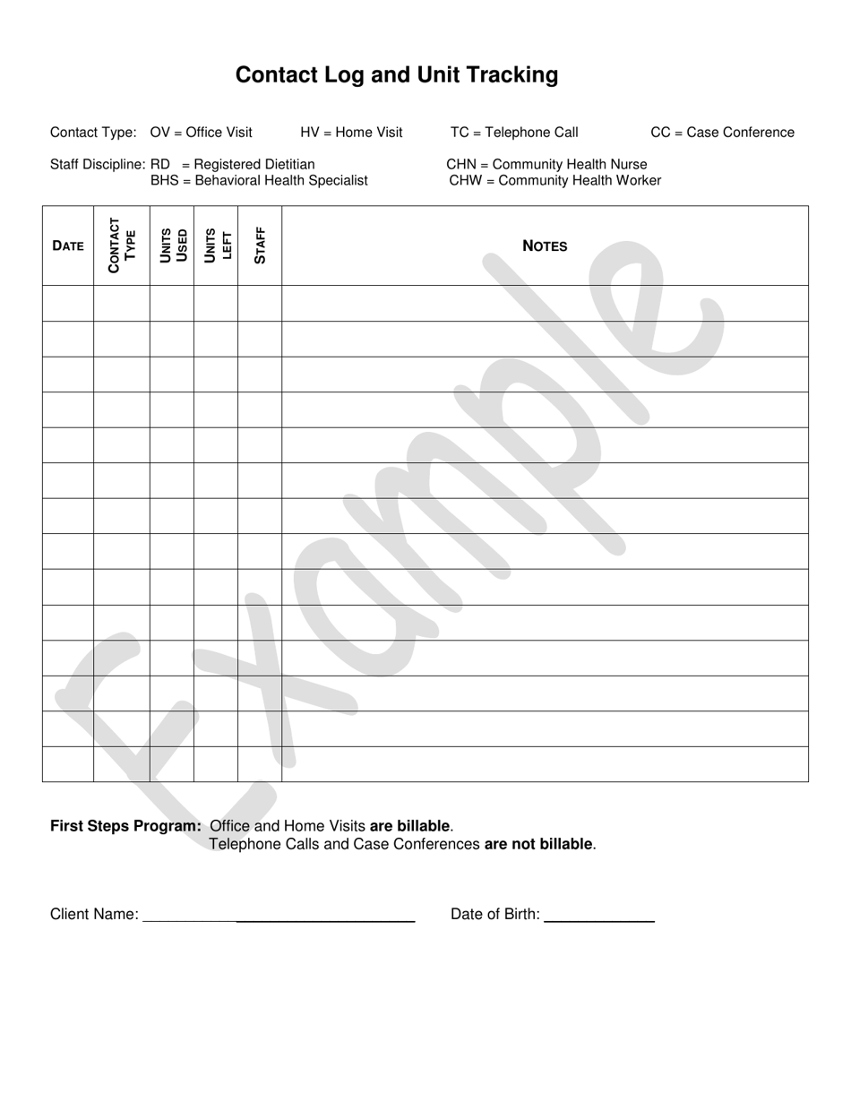 Washington Contact Log and Unit Tracking - Example - Fill Out, Sign ...