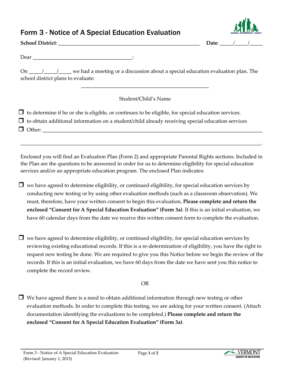 Form 3 Download Printable PDF or Fill Online Notice of a Special ...