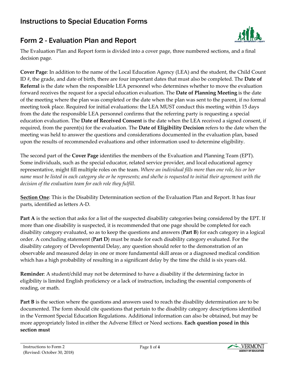 Download Instructions for Form 2 Special Education Evaluation Plan and ...