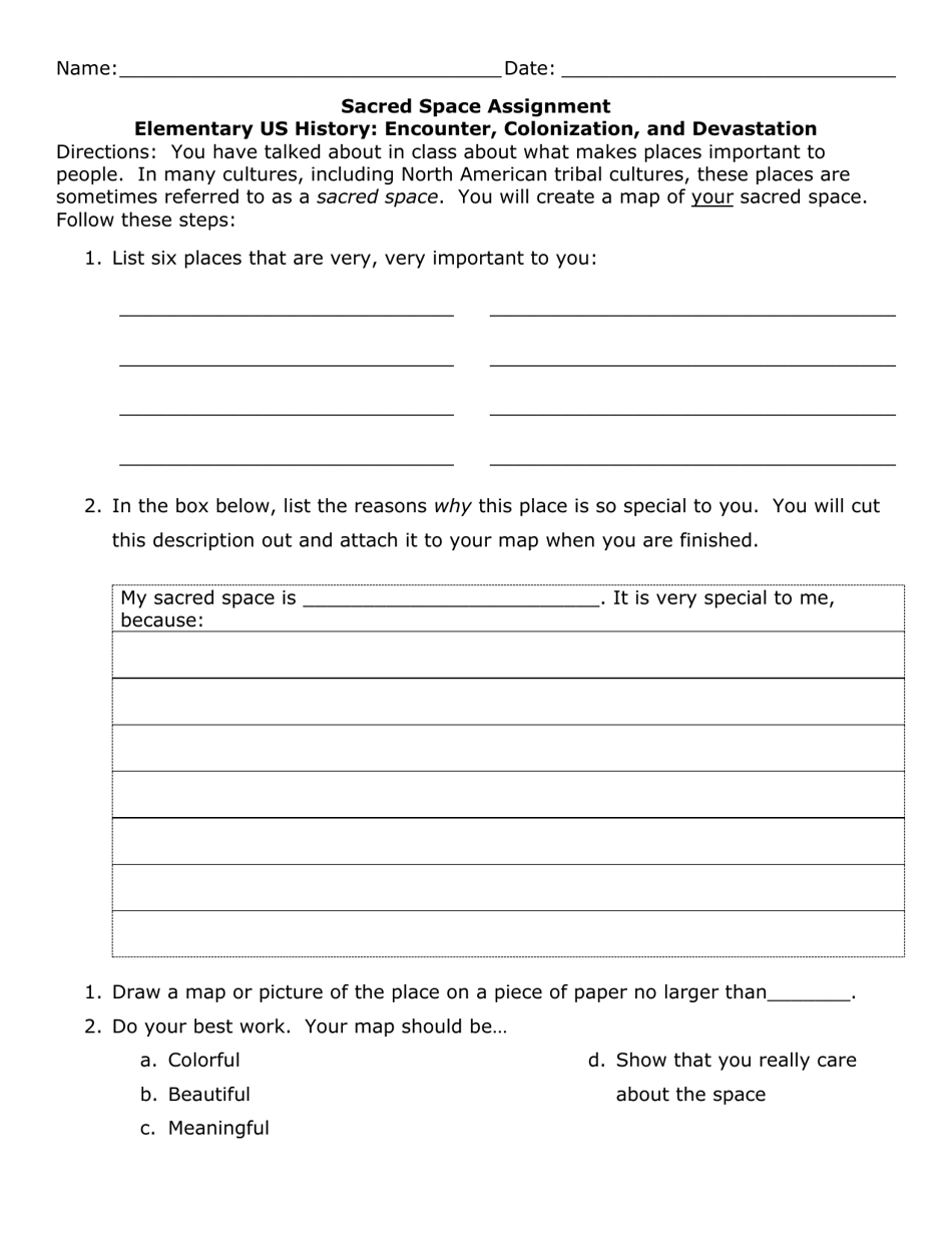 Washington Sacred Space Assignment - Elementary US History - Encounter ...
