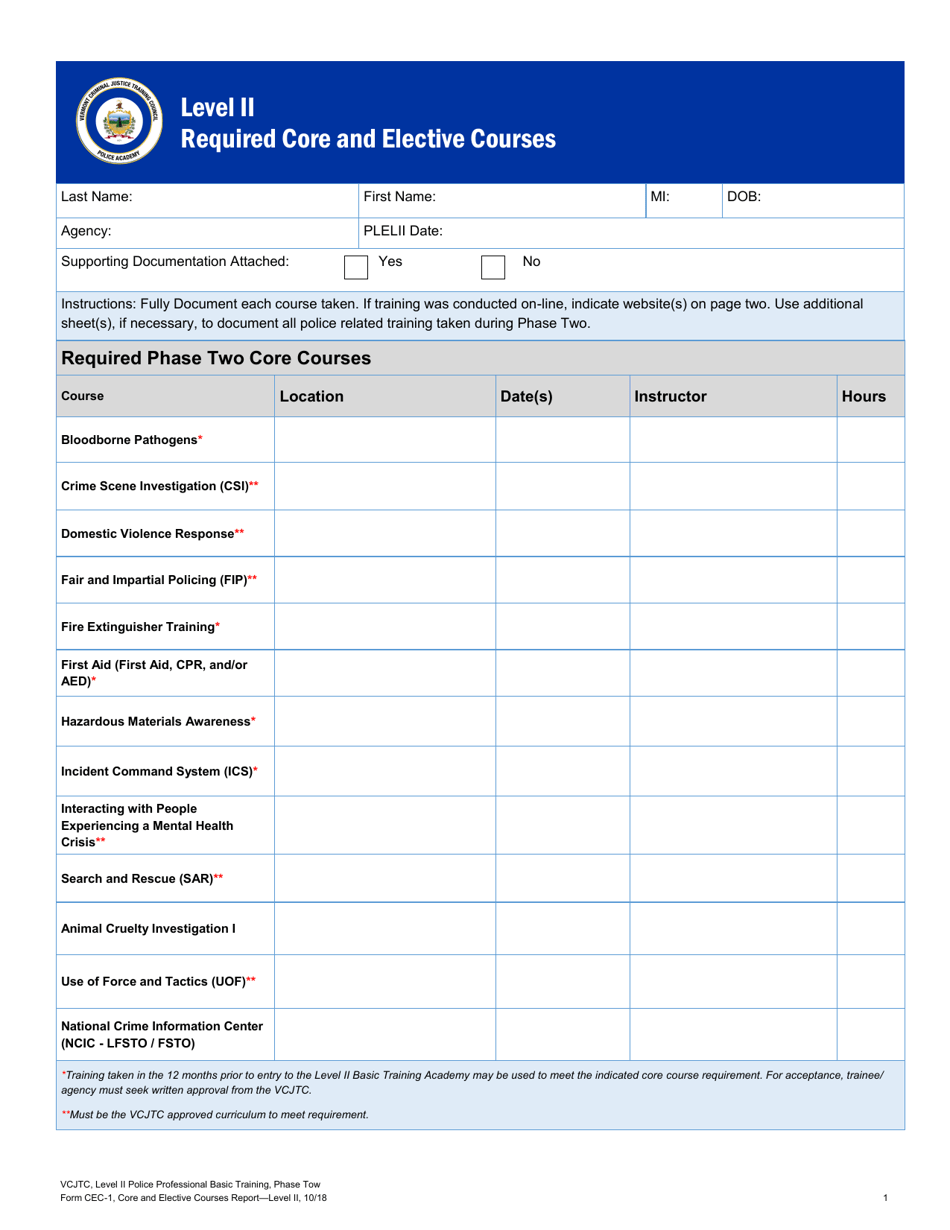 Form CEC-1 - Fill Out, Sign Online and Download Printable PDF, Vermont ...
