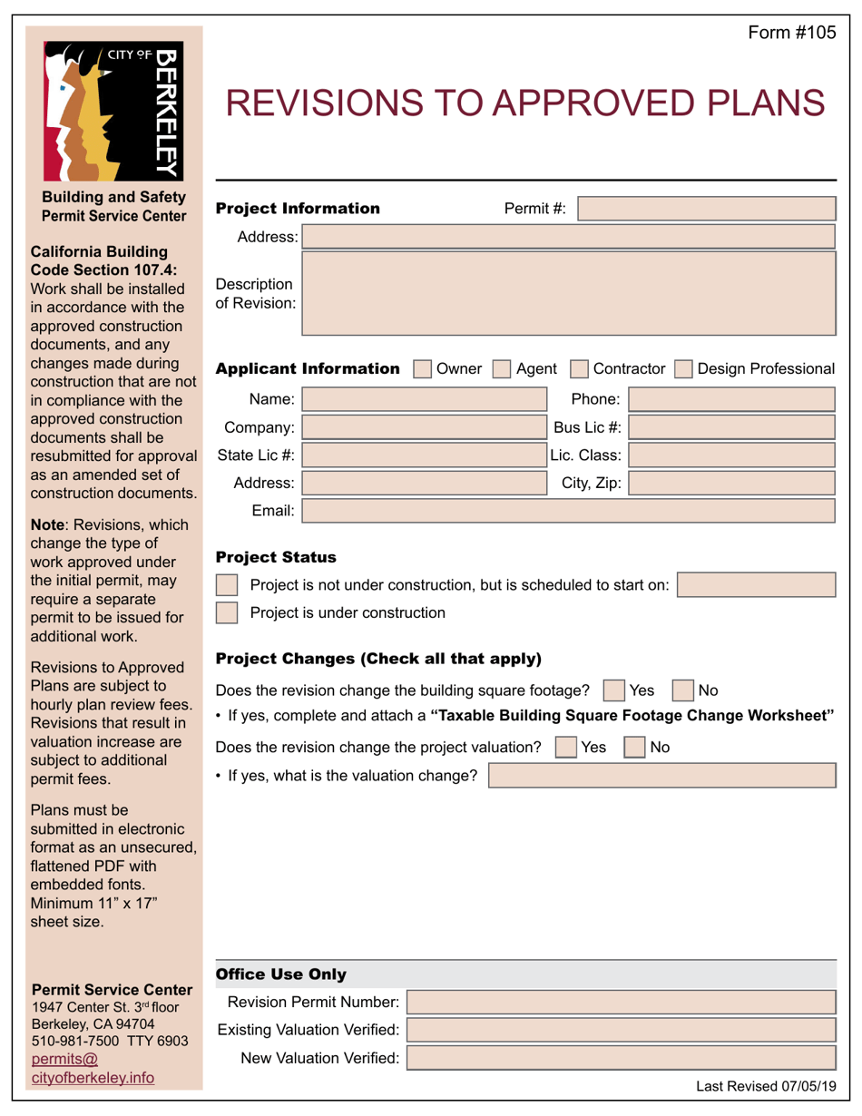 Form 105 - Fill Out, Sign Online and Download Fillable PDF, City of ...