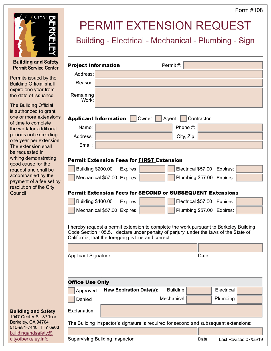 Form 108 - Fill Out, Sign Online and Download Fillable PDF, City of ...