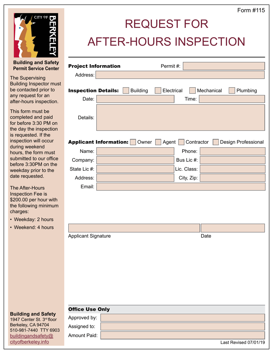 Form 115 - Fill Out, Sign Online and Download Fillable PDF, City of ...