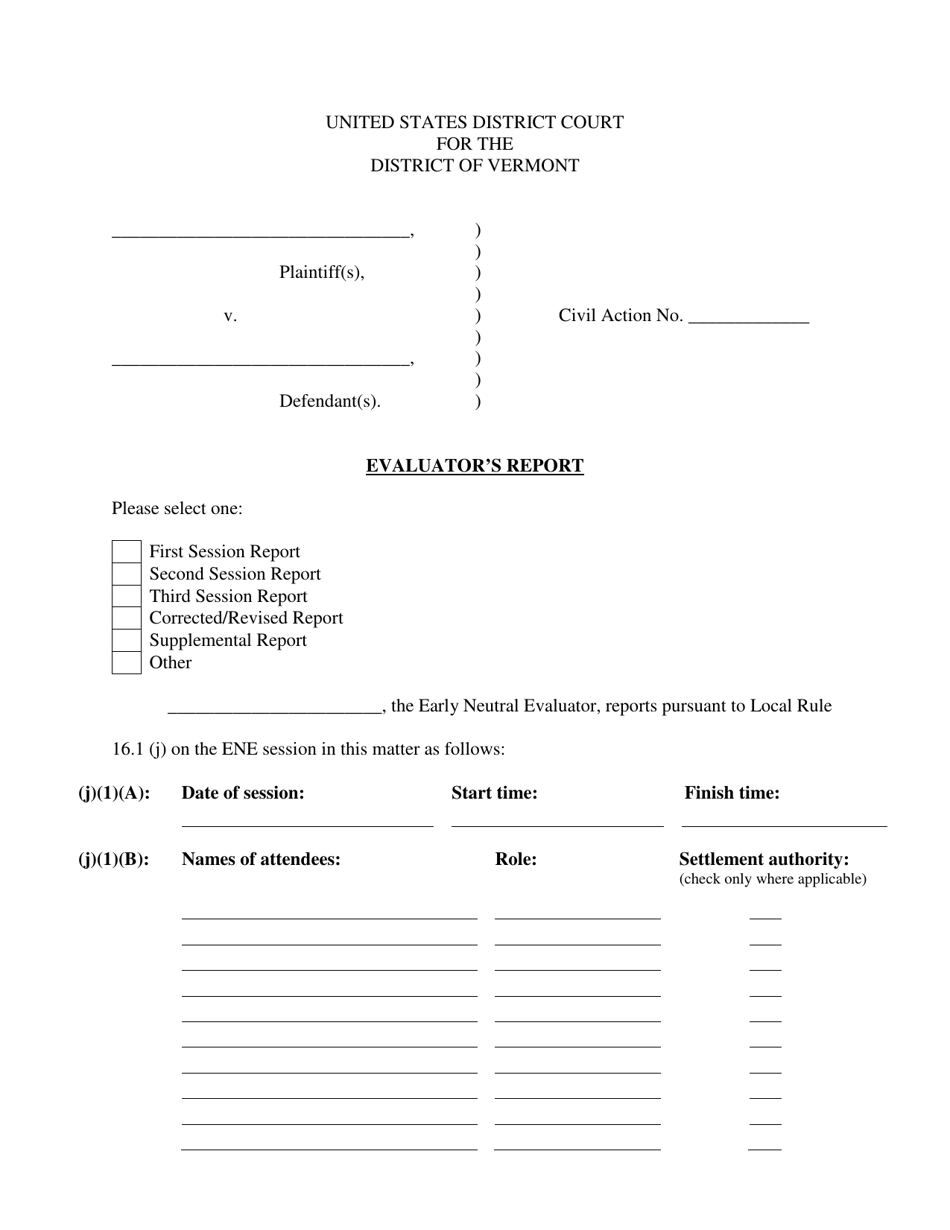 Vermont Evaluator's Report - Fill Out, Sign Online and Download PDF ...