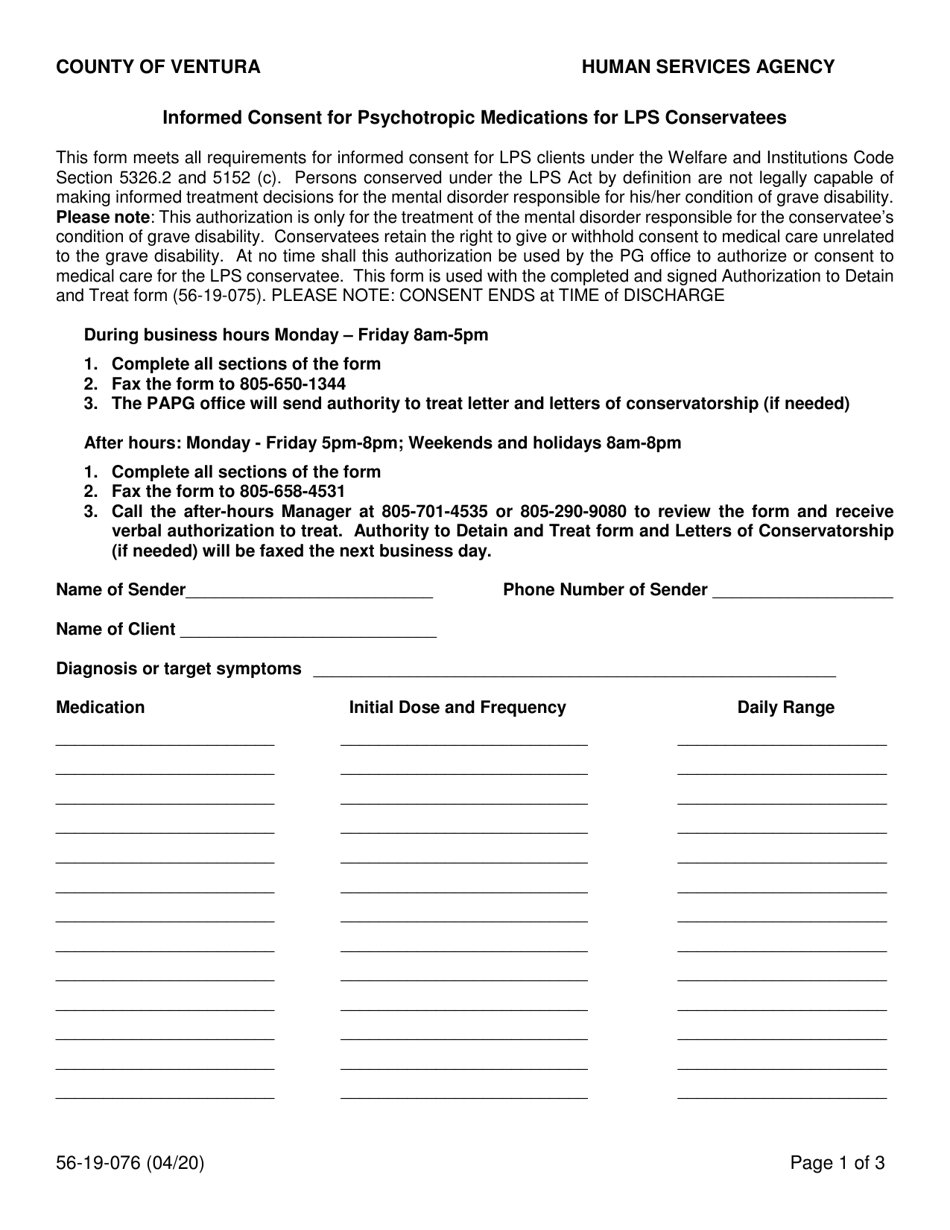 Form 56-19-076 - Fill Out, Sign Online and Download Fillable PDF ...