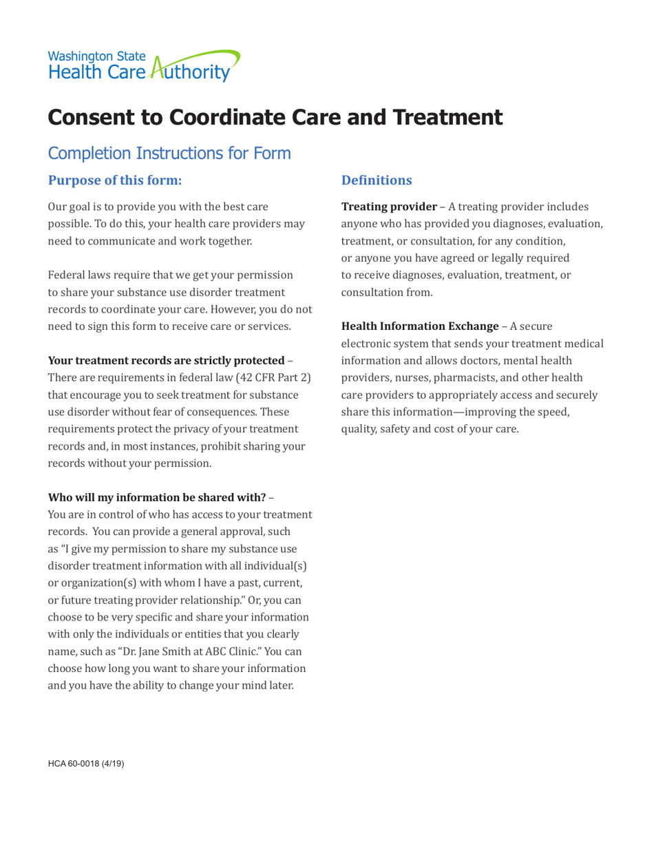 Form HCA60-0018 - Fill Out, Sign Online and Download Fillable PDF ...