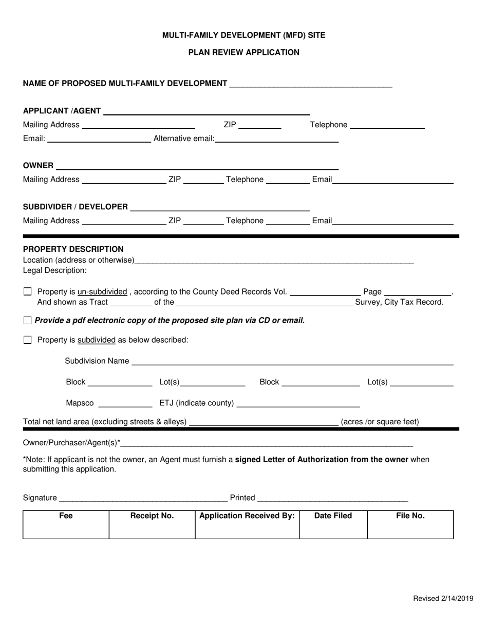 City of Fort Worth, Texas Multi-Family Development (Mfd) Site Plan ...