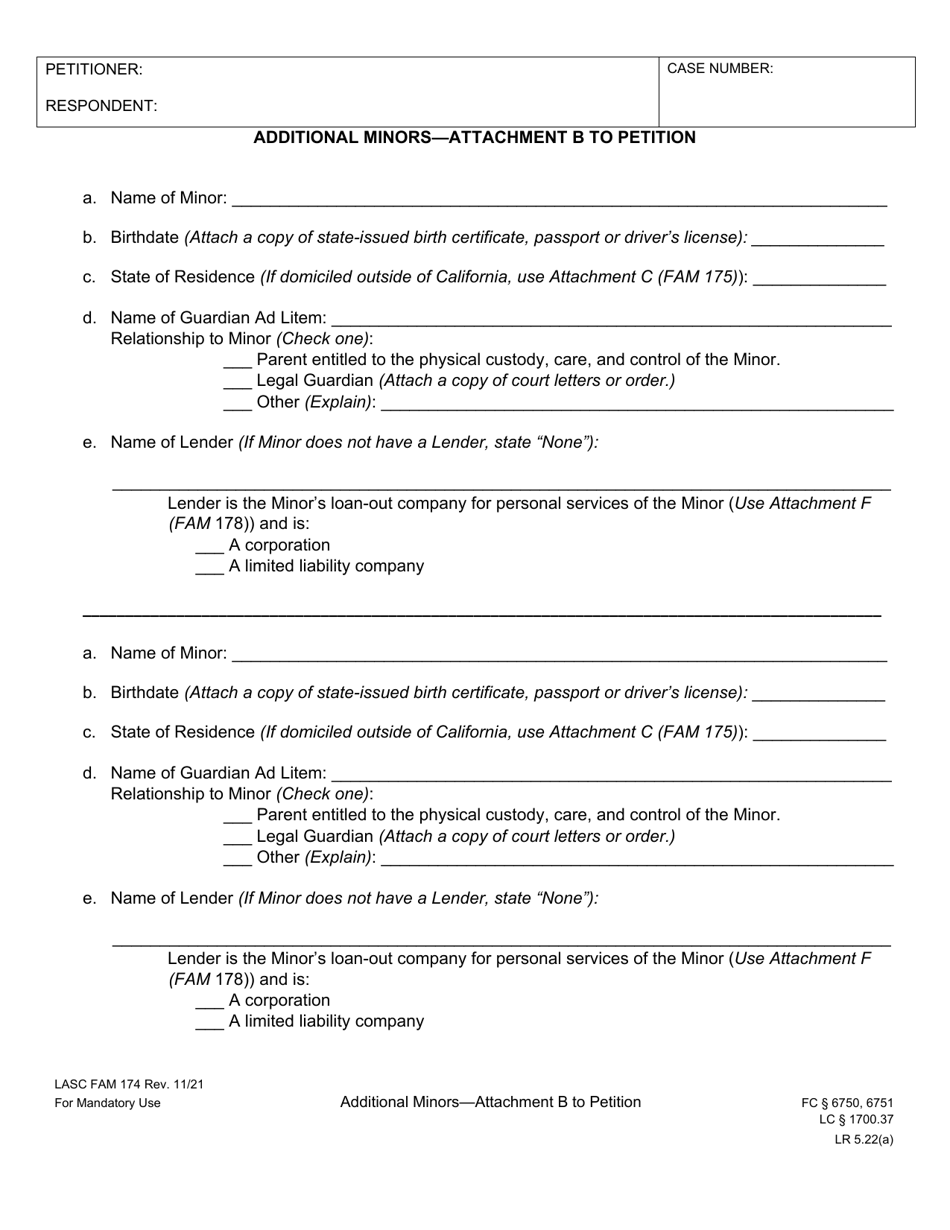 Form FAM174 Attachment B - Fill Out, Sign Online and Download Fillable ...