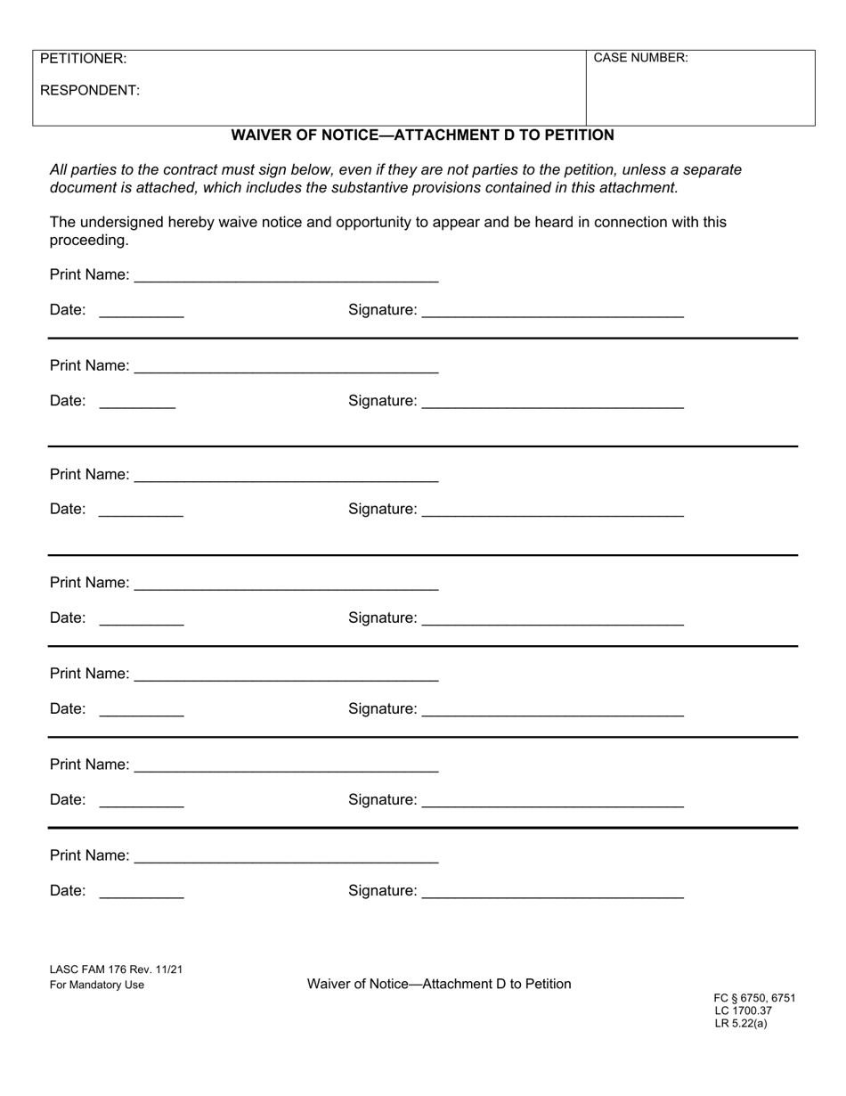 Form FAM176 Attachment D - Fill Out, Sign Online and Download Fillable ...