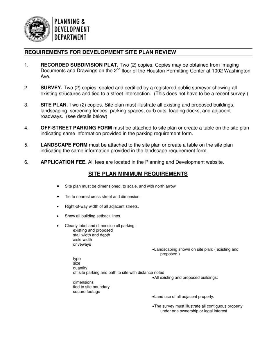 City of Houston, Texas Development Site Plan Review - Fill Out, Sign ...