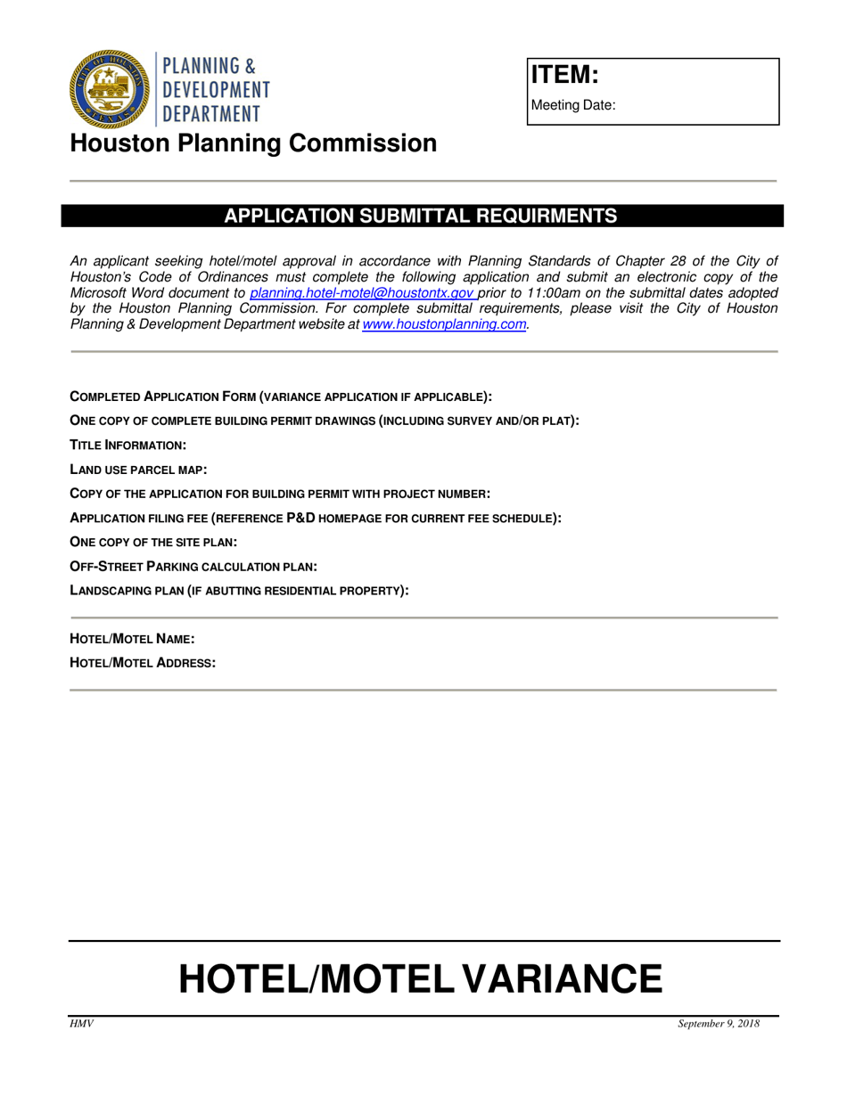 City of Houston, Texas Hotel/Motel Variance - Fill Out, Sign Online and ...