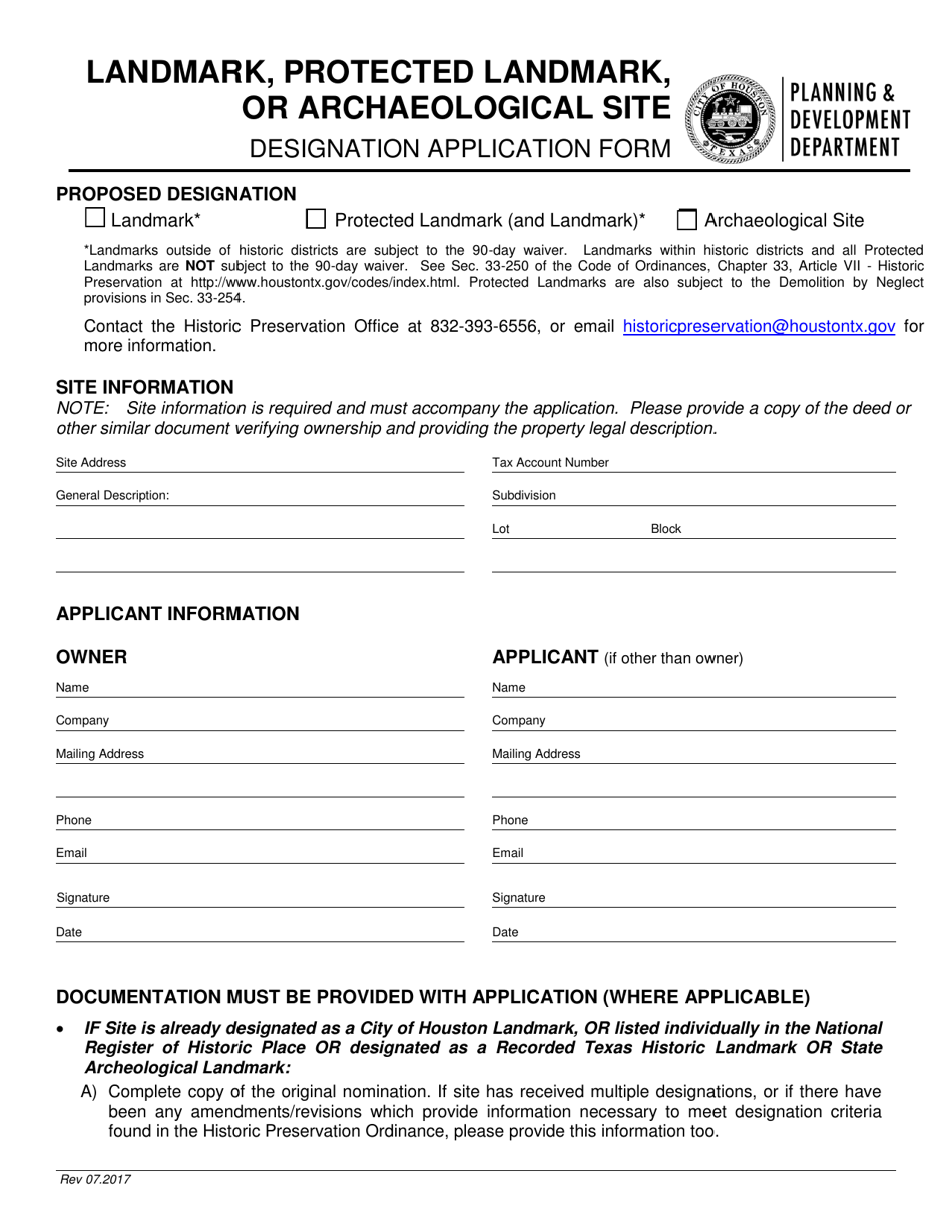 City of Houston, Texas Landmark, Protected Landmark, or Archaeological ...