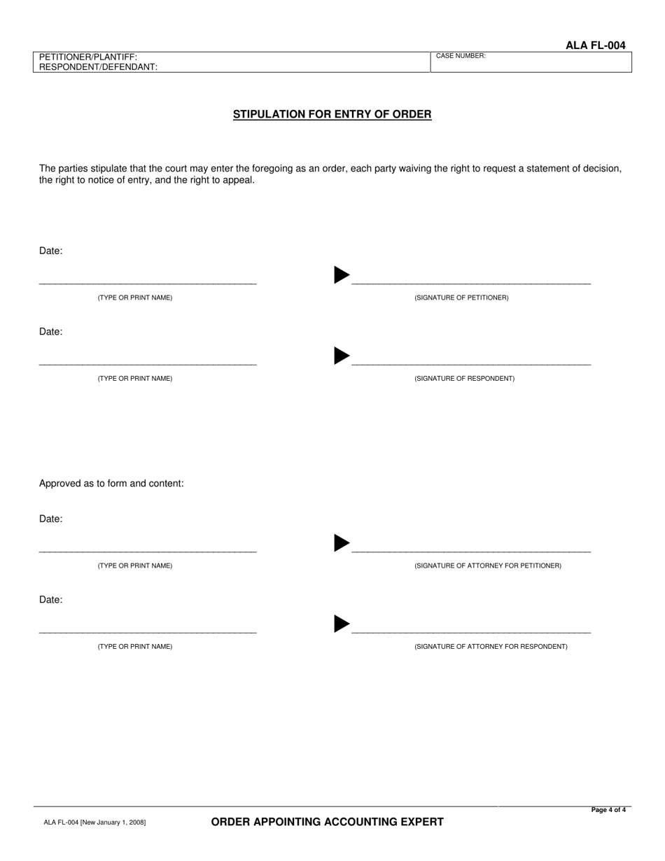 Form ALA FL-004 - Fill Out, Sign Online and Download Printable PDF ...