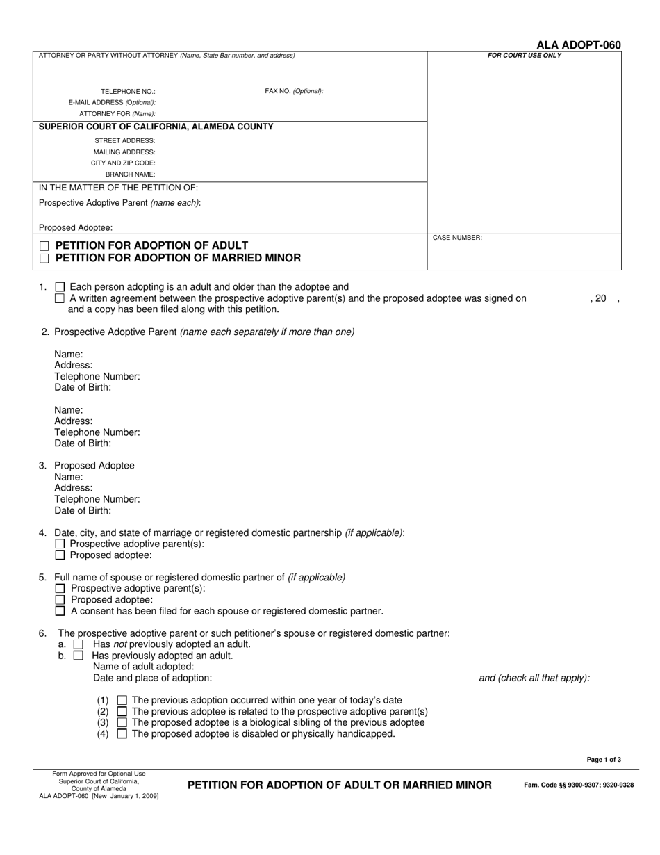 Form ALA ADOPT-060 - Fill Out, Sign Online and Download Printable PDF ...