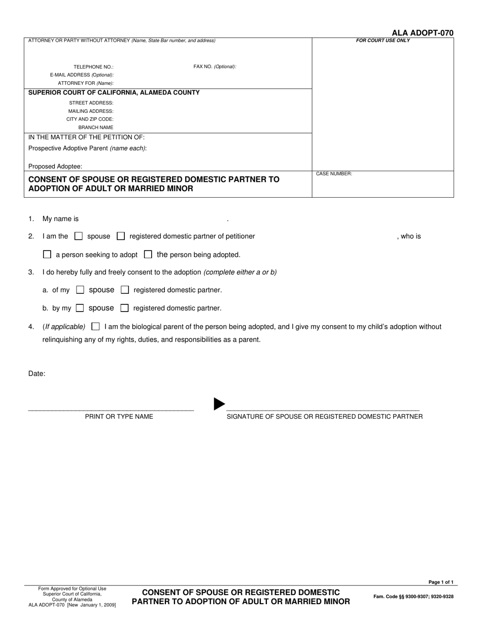 Form ALA ADOPT-070 - Fill Out, Sign Online and Download Printable PDF ...