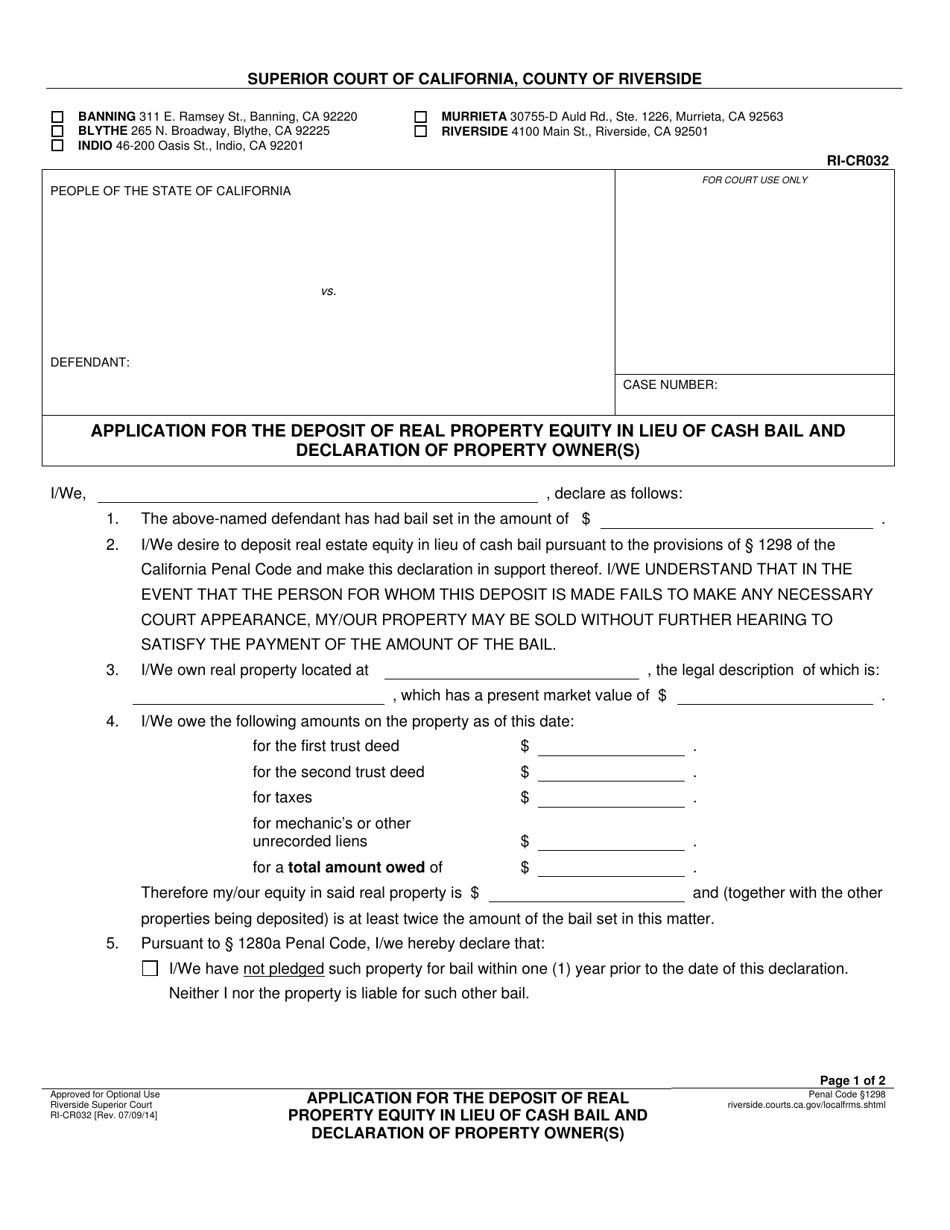 Form RI-CR032 - Fill Out, Sign Online and Download Fillable PDF, County ...