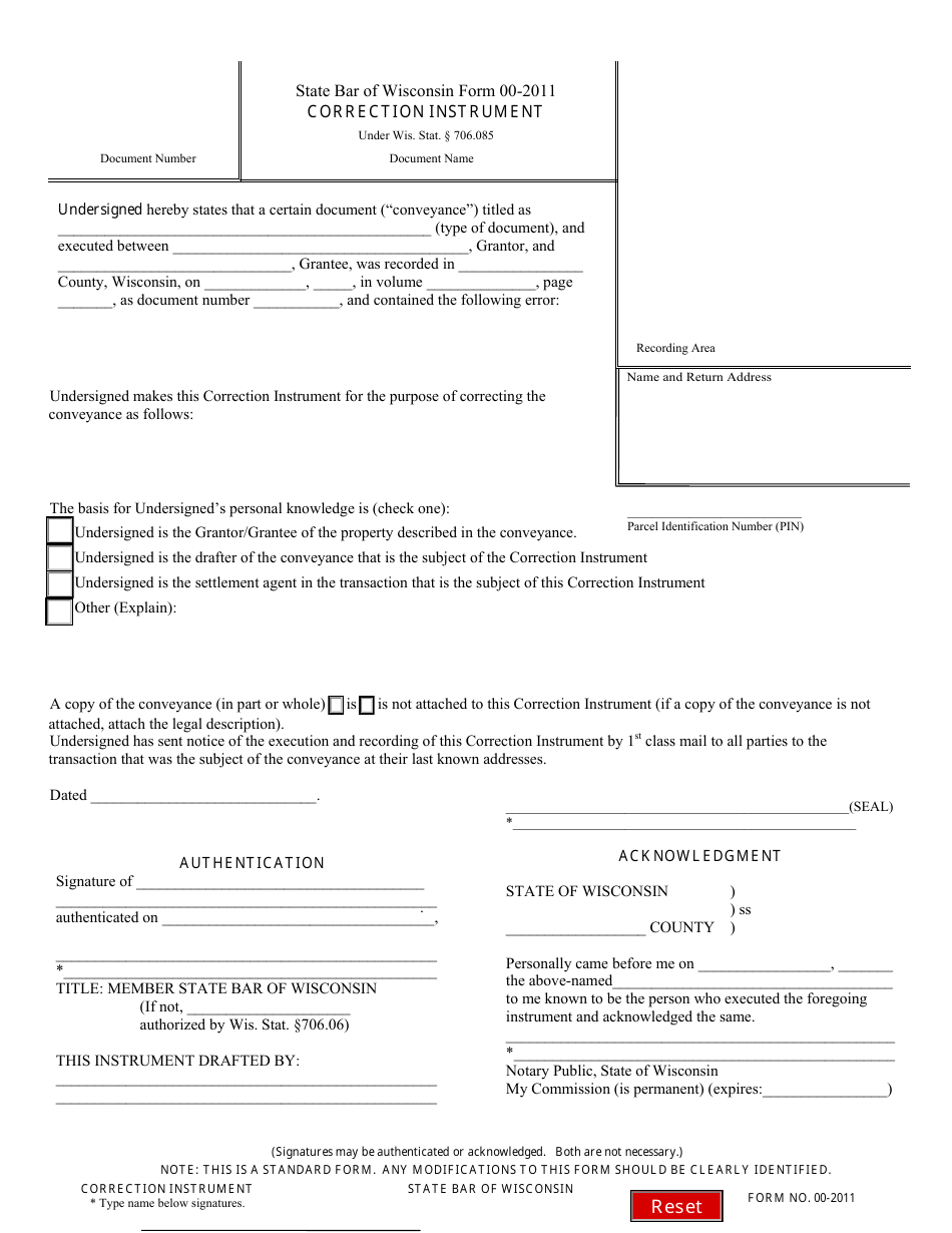 Form 00-2011 - Fill Out, Sign Online and Download Fillable PDF, Wisconsin | Templateroller