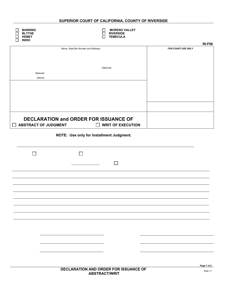 Form RI-F06 - Fill Out, Sign Online and Download Fillable PDF, County ...