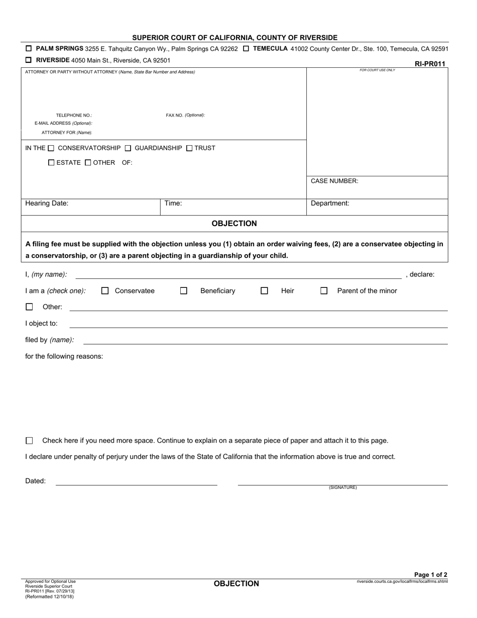 Form RI-PR011 - Fill Out, Sign Online and Download Fillable PDF, County ...