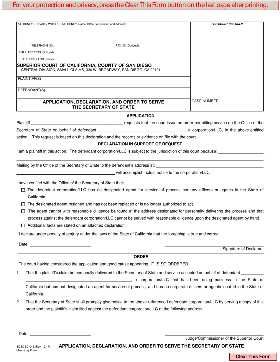 Form SC-042 - Fill Out, Sign Online and Download Fillable PDF, County ...