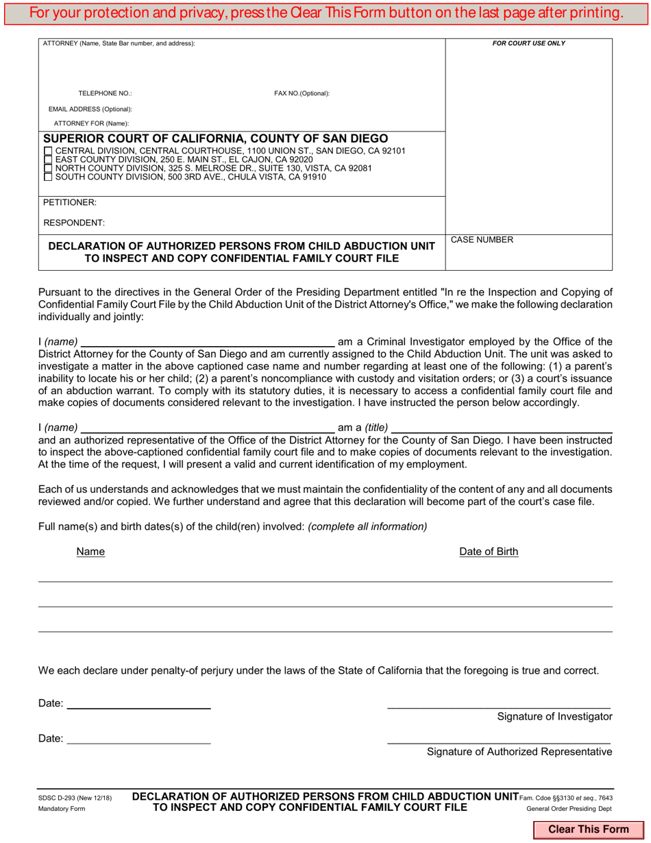 Form D-293 - Fill Out, Sign Online and Download Fillable PDF, County of ...