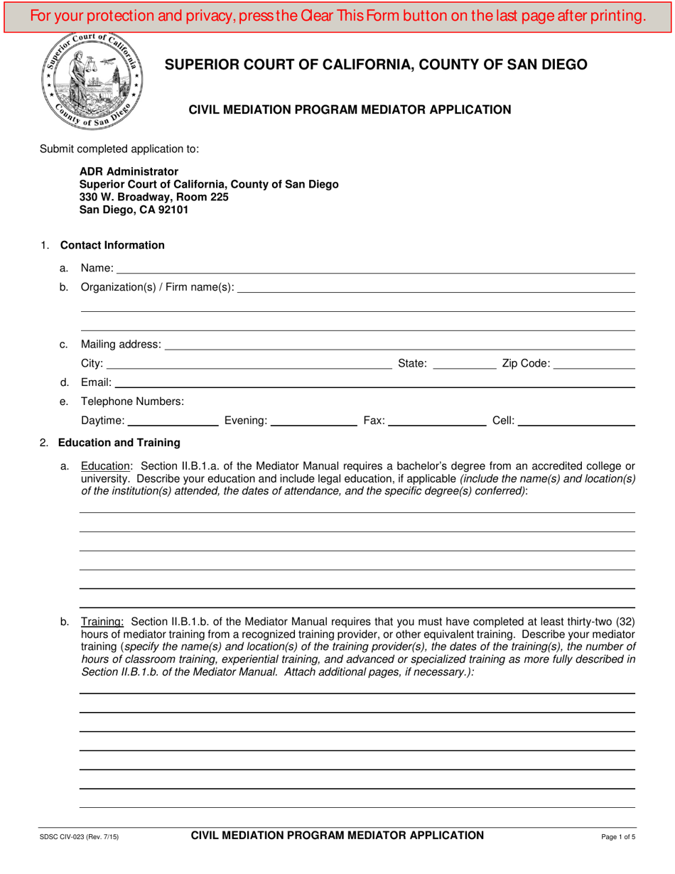 Form CIV-023 - Fill Out, Sign Online and Download Fillable PDF, County ...