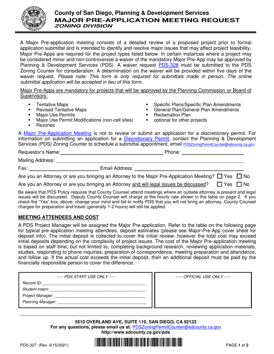 Form PDS-327 - Fill Out, Sign Online and Download Fillable PDF, County ...