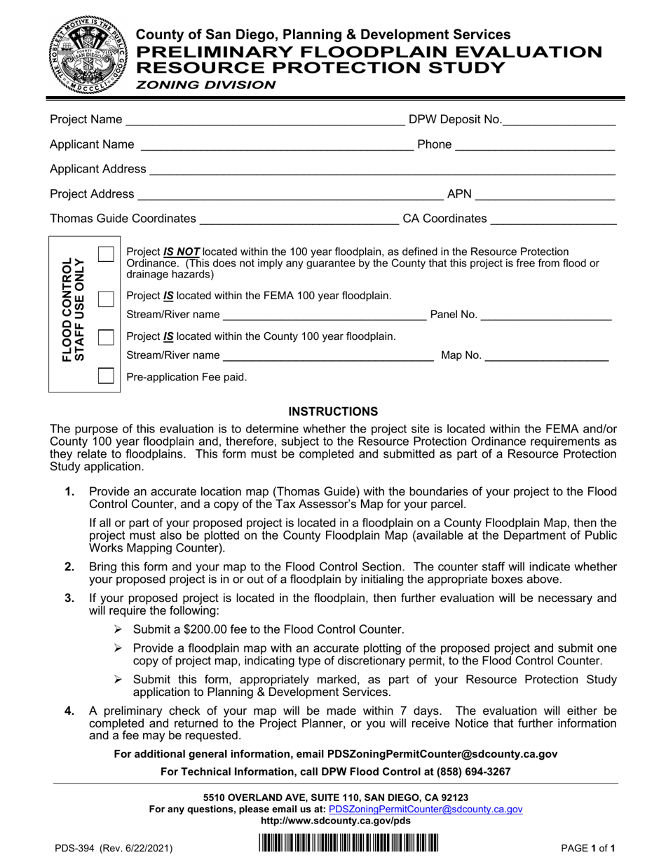 Form PDS-394 - Fill Out, Sign Online and Download Fillable PDF, County ...