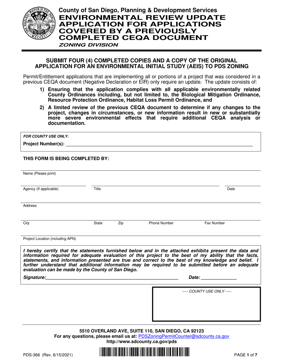 Form PDS-366 - Fill Out, Sign Online and Download Fillable PDF, County ...